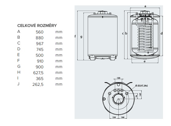 ARISTON BCH CD1 120 EE ARI zásobník vody s nepřímým ohřevem k plynovým ...