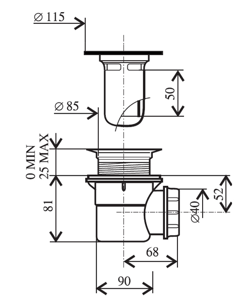 Ravak sifon vaničkový Basic 90 X01308