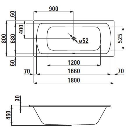 Vana Laufen MODERNA PLUS 1800x800x450 mm s protihluk izolací, bílá ...