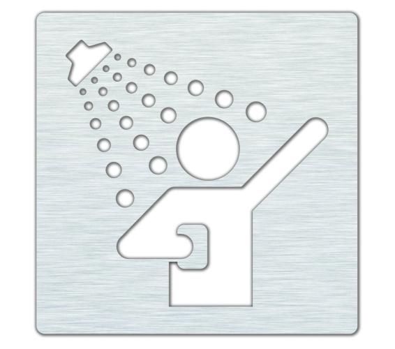 Hotelový program Bemeta - Piktogram sprcha, 120x120 mm, nerez lesk ...